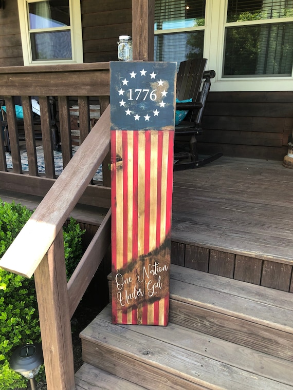 Patriotic Flag Sign / Porch Sign / Patriotic Flag Sign / Flag - Etsy