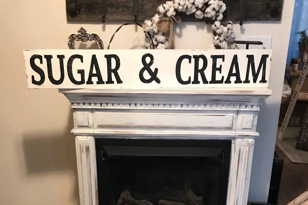Large Sugar & Cream Sign / Kitchen Sign / Farmhouse Decor / Coffee Sign ...