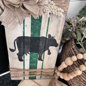 Cow Sign / Grain Stripe Sign / French Country Kitchen Sign / Cow Decor ...