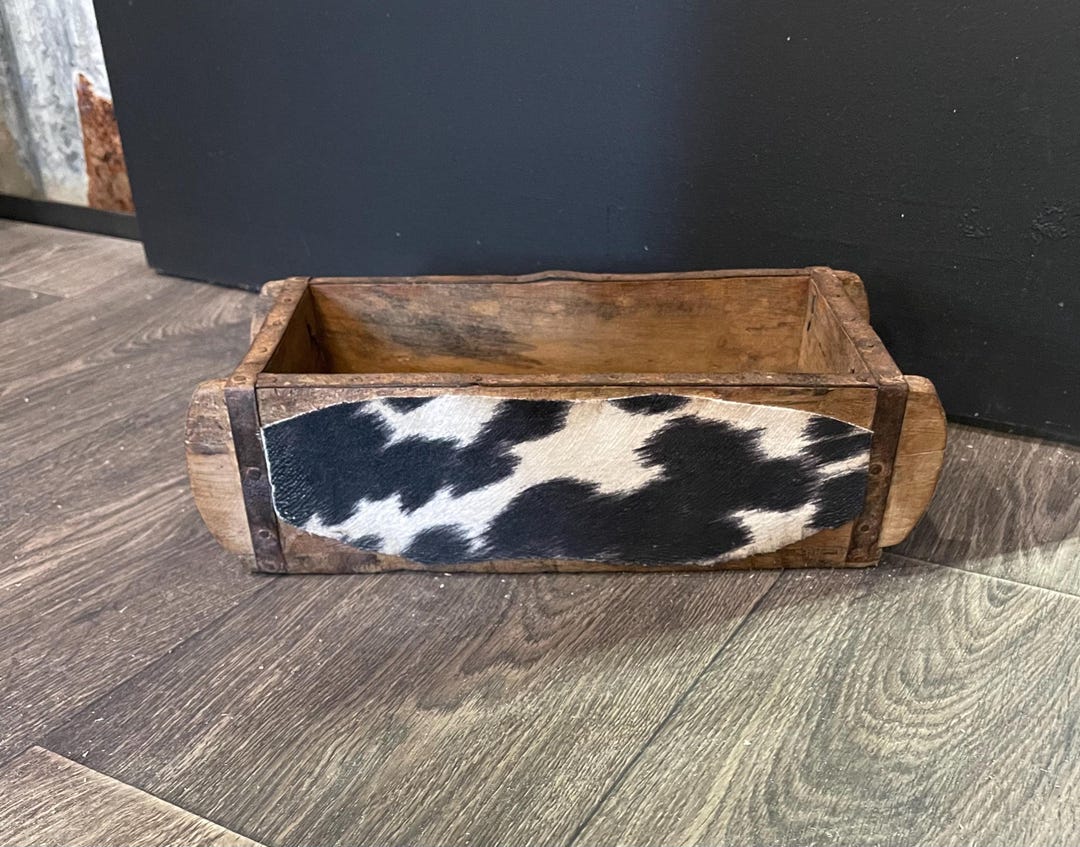 Faux Cowhide ( Black) Wooden Box / Western Decor / Cow Decor / 12” Long ...