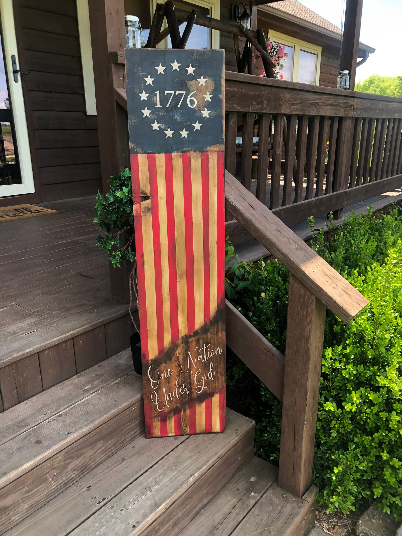 Patriotic Flag Sign / Porch Sign / Patriotic Flag Sign / Flag - Etsy