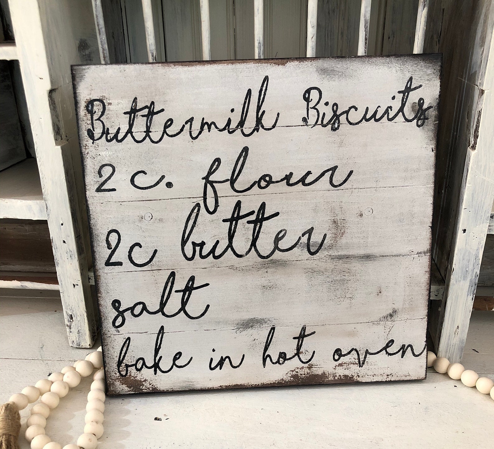 Hand Painted Buttermilk Biscuits Recipe Sign: Farmhouse Kitchen Decor ...