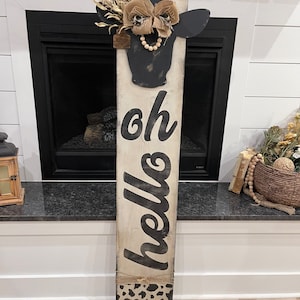 Large Cow Sign / Oh Hello Sign / Western Sign / Cow Print Porch Sign - Etsy