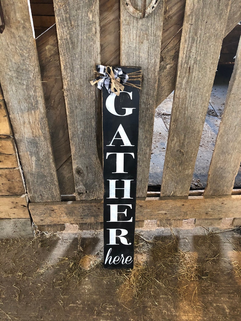 Gather Here Sign With Bow / Vertical Gather Sign / Gather Sign - Etsy