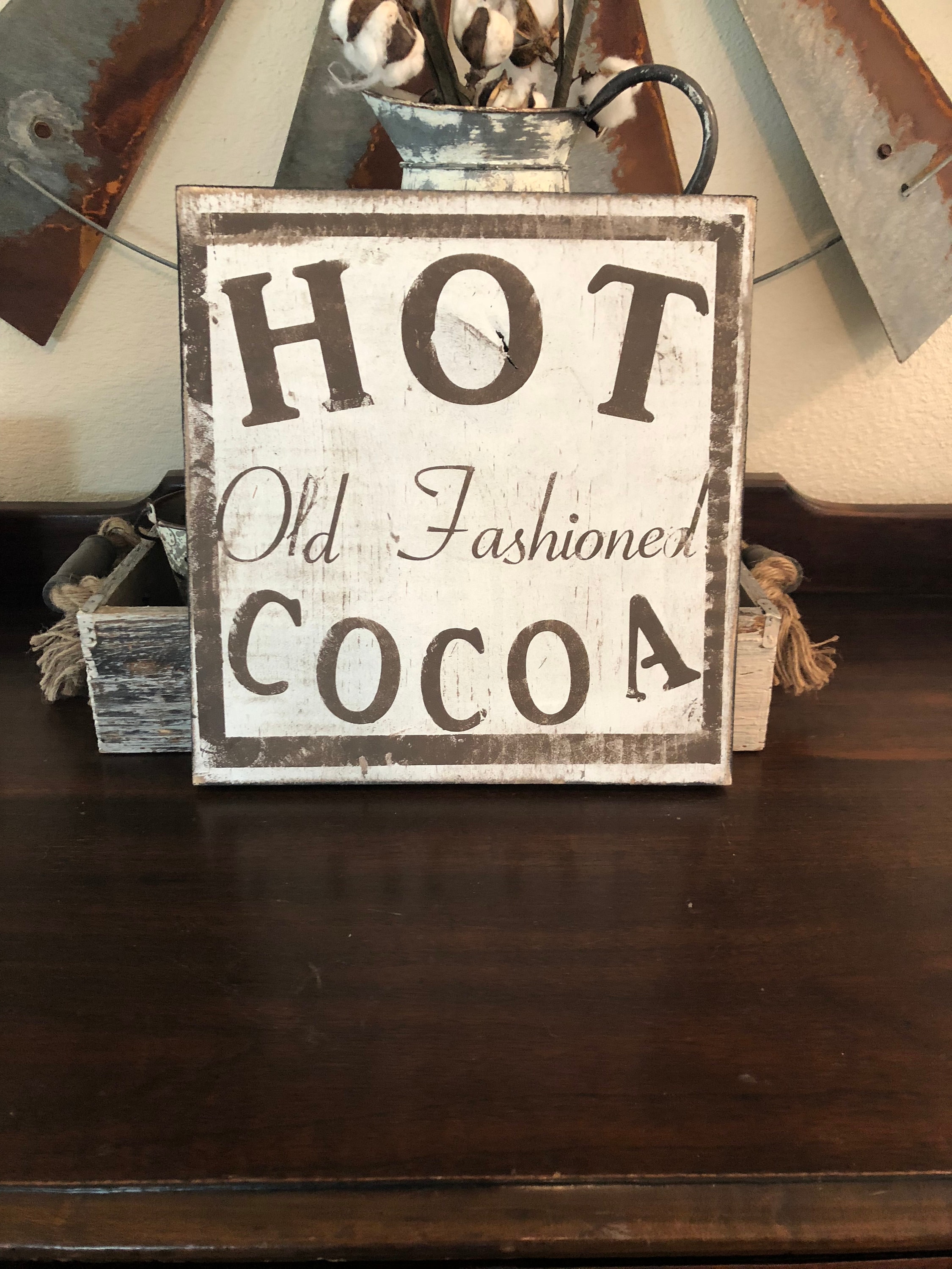 Hot Cocoa Sign / Hot Chocolate Sign / Rustic Sign / Farmhouse Wall ...