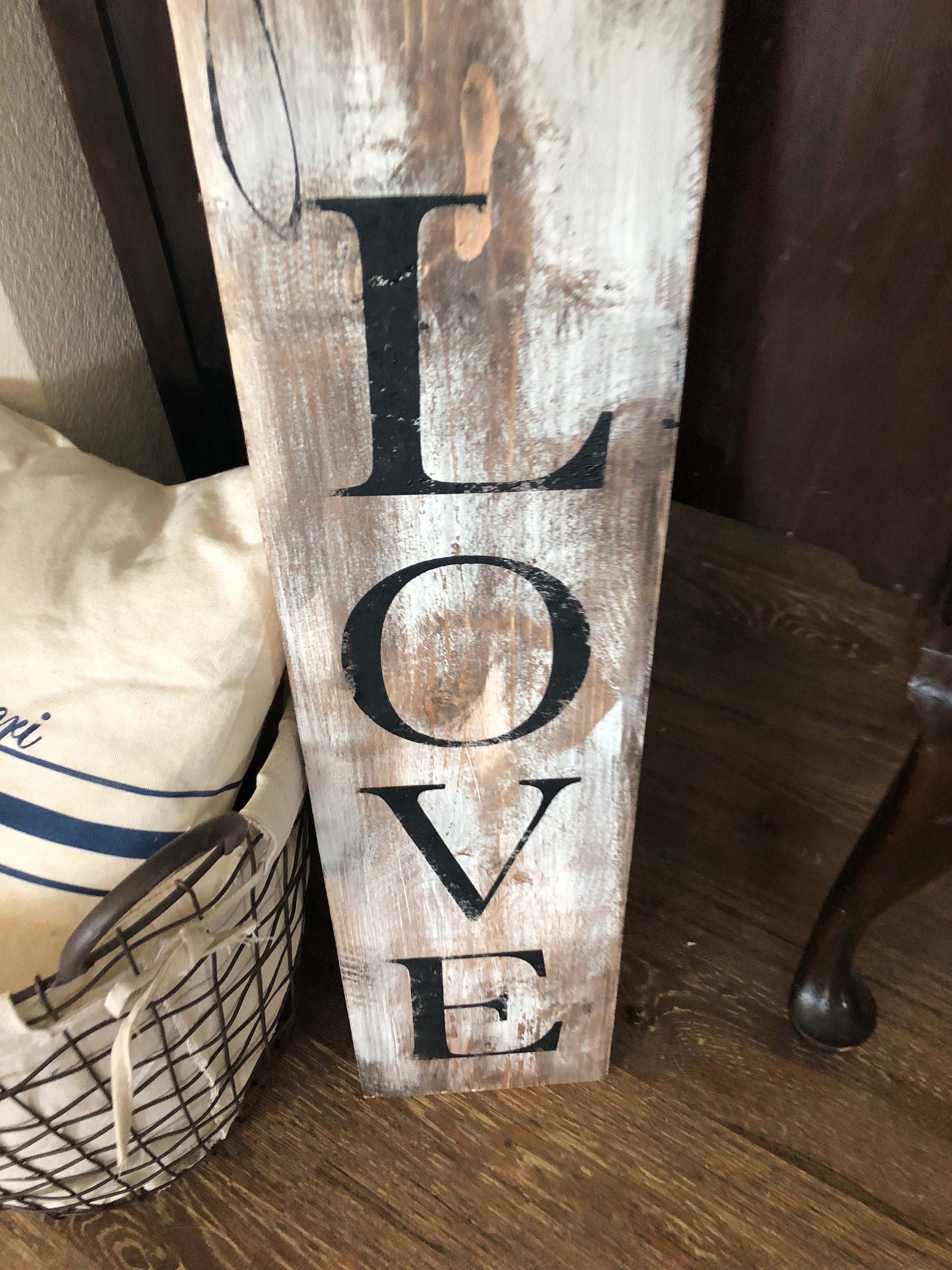 Just Love Wood Sign, Rustic Farmhouse Decor, Vertical Wall Art - Etsy