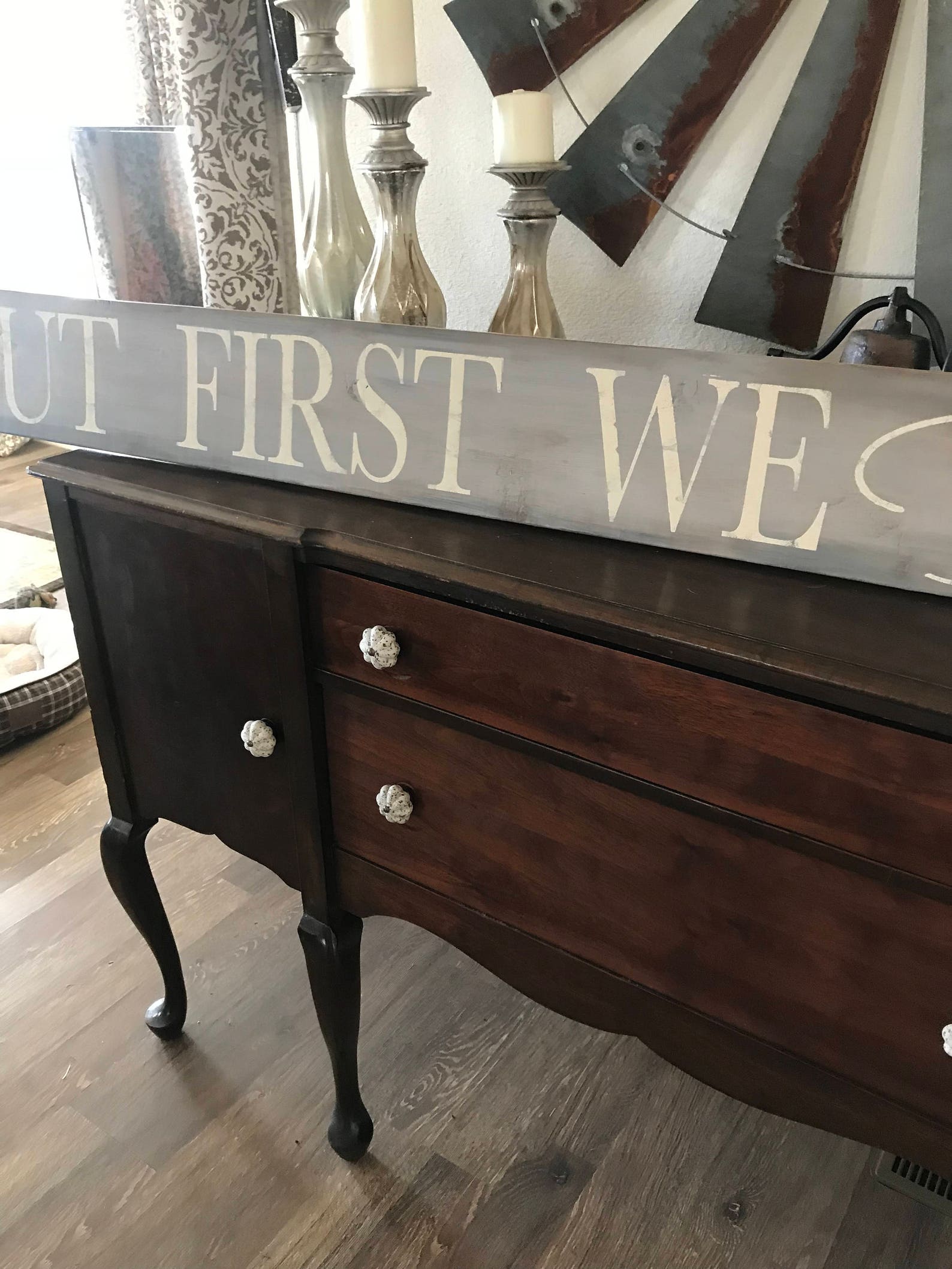 4 or 5 Ft Sign / but First We Pray Sign / Farmhouse Wall Decor / Prayer ...