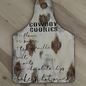 Hand-painted Cowboy Cookies Recipe Wood Sign – Rustic Farmhouse Kitchen ...
