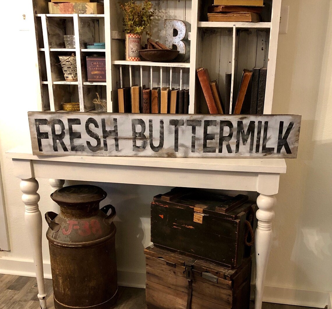 Fresh Buttermilk Sign / Farmhouse Sign / Primitive Sign / Rustic Sign ...