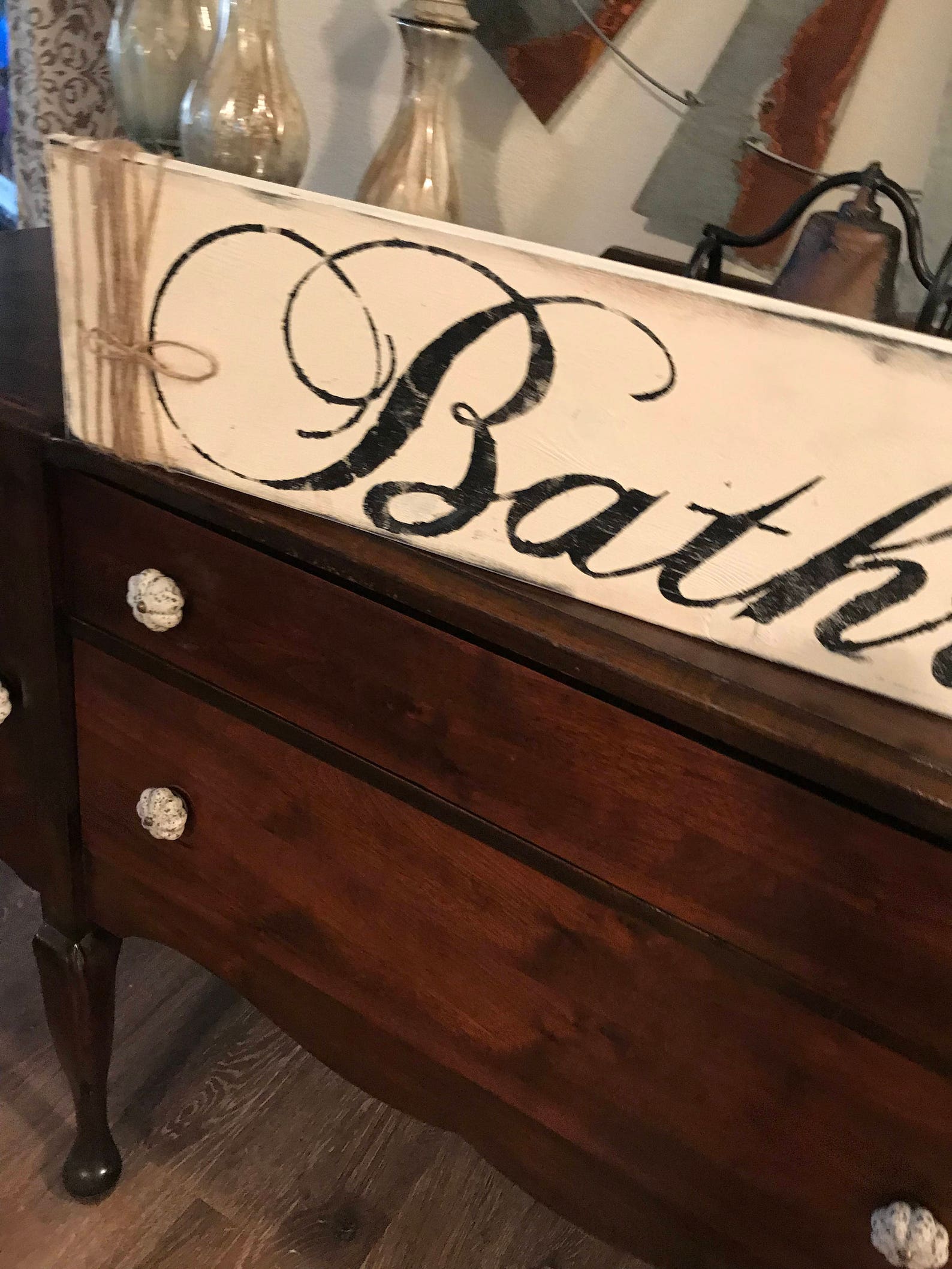 Farmhouse Bathroom Sign / Rustic Hand Painted Wall Decor / | Etsy