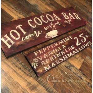 Large Cocoa Bar Sign / 2 Piece Set / Hot Cocoa Sign / Peppermint Cocoa ...