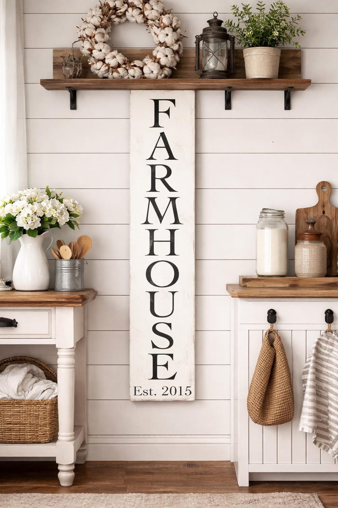 Vertical Farmhouse Sign: Rustic Wall Decor, Personalized - Etsy