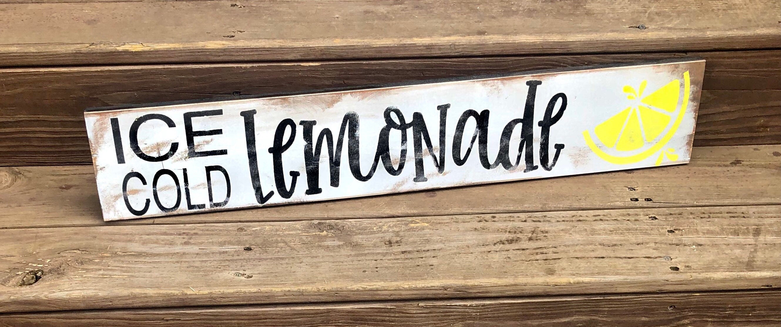 Ice Cold Lemonade Sign / Rustic Lemonade Sign / Lemonade Decor | Etsy
