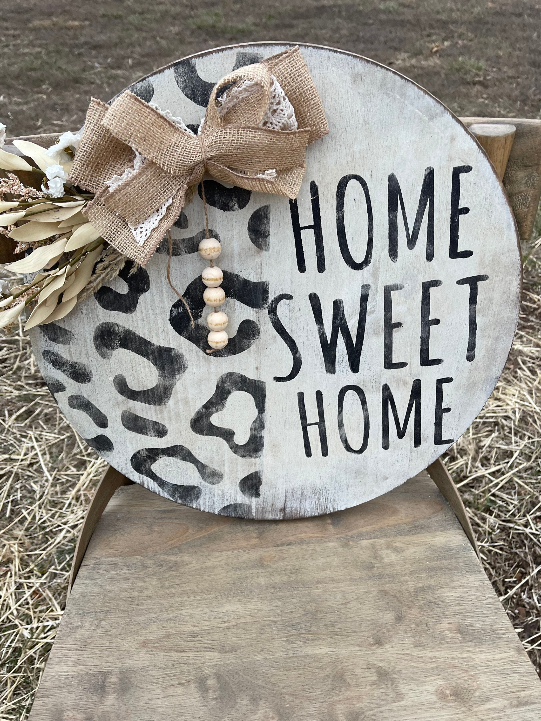18” Round Door Hanger / Front Door Sign / Home Sweet Home Sign / Round ...