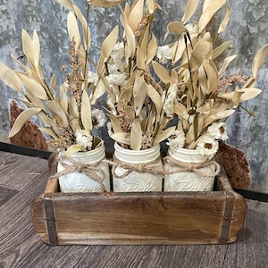 Rustic Centerpiece / Farmhouse Centerpiece / Mason Jar Decor / Floral ...