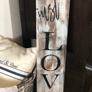 Just Love Wood Sign, Rustic Farmhouse Decor, Vertical Wall Art - Etsy