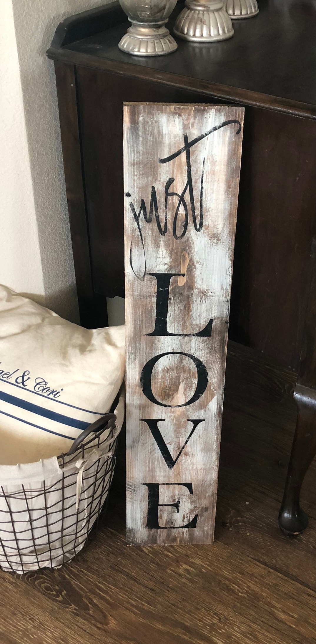 Just Love Wood Sign, Rustic Farmhouse Decor, Vertical Wall Art - Etsy
