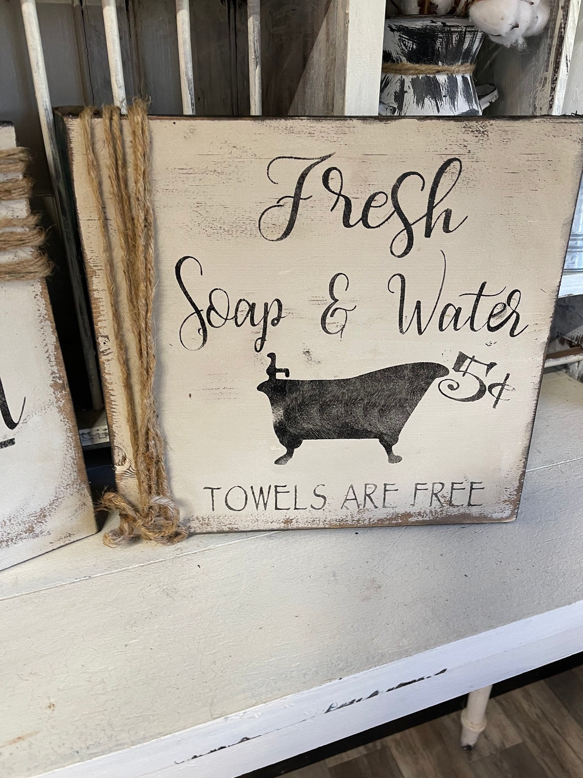 SET of Two Bathroom Signs / Bathroom Sign / Soap and Water - Etsy