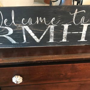 Black Welcome to Our Farmhouse Sign / 4 Ft Farmhouse Sign / Rustic Sign ...