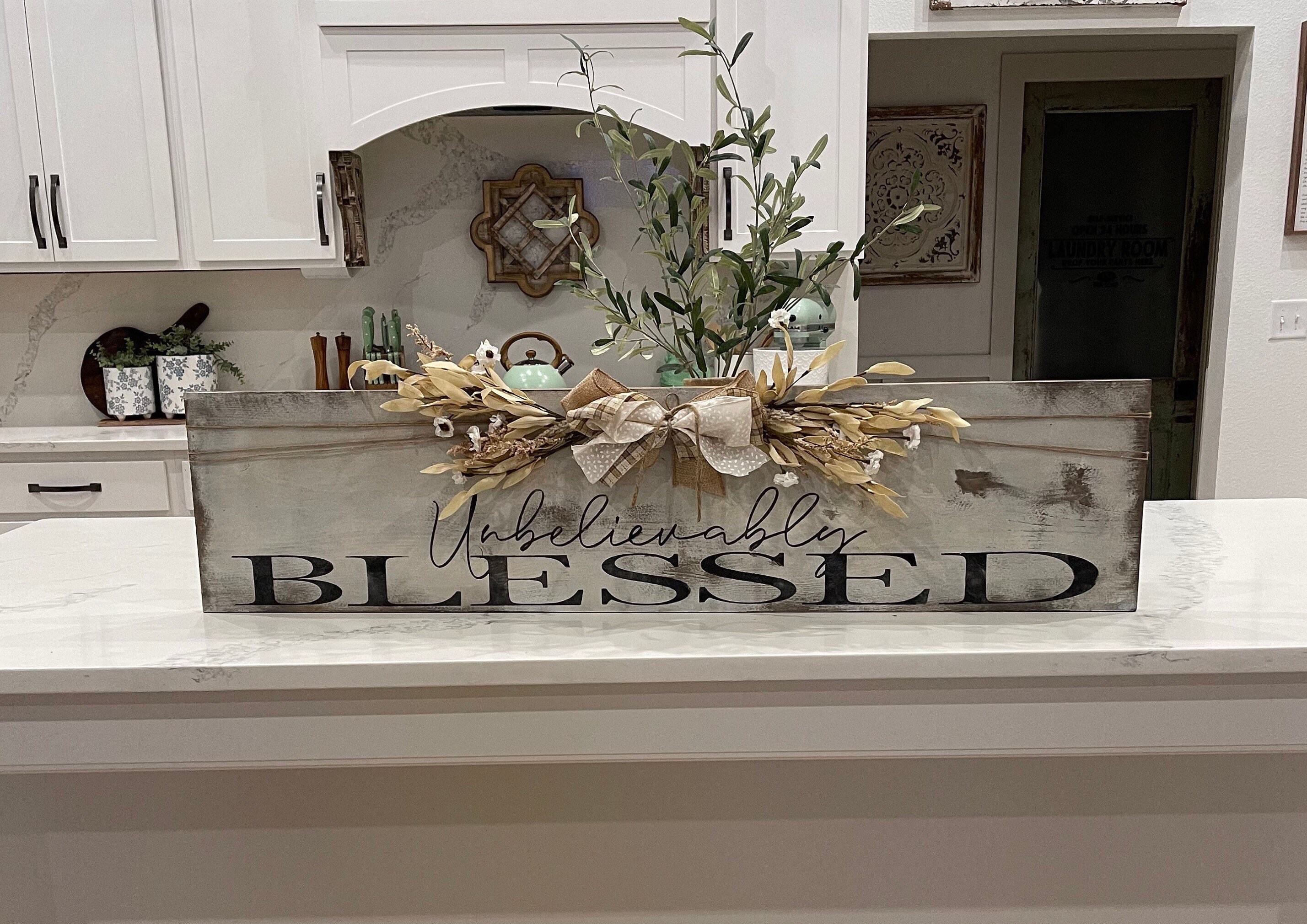 Rustic "blessed" Wood Sign: Farmhouse Style, Hand-painted - Etsy