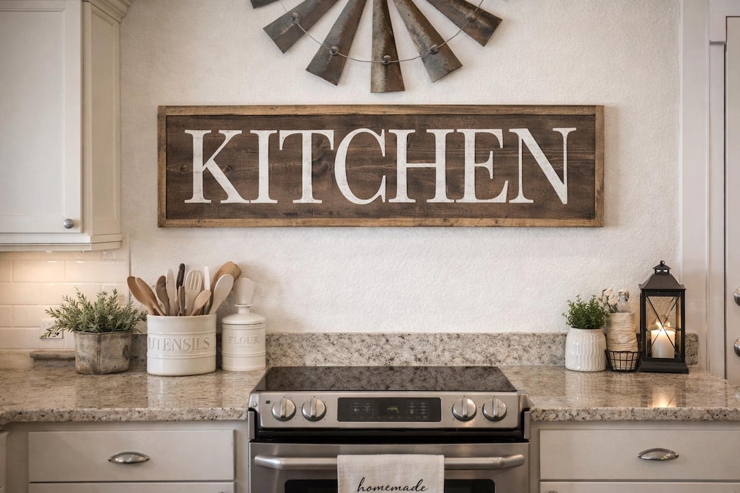 Huge Kitchen Sign / Farmhouse Wall Decor / Distressed Farmhouse Sign ...