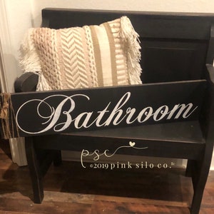 Farmhouse Bathroom Sign / Rustic Hand Painted Wall Decor / Distressed ...