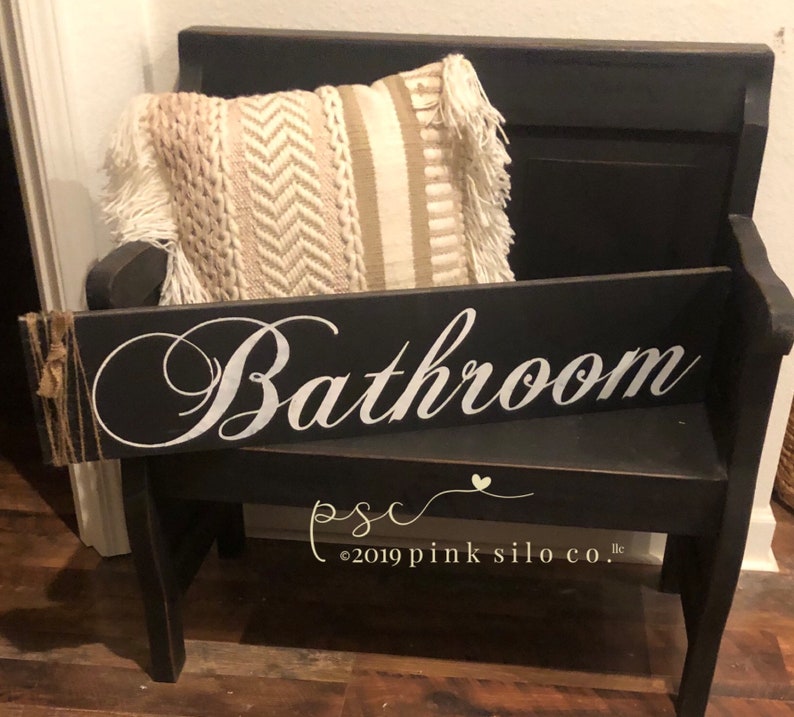 Farmhouse Bathroom Sign / Rustic Hand Painted Wall Decor / | Etsy