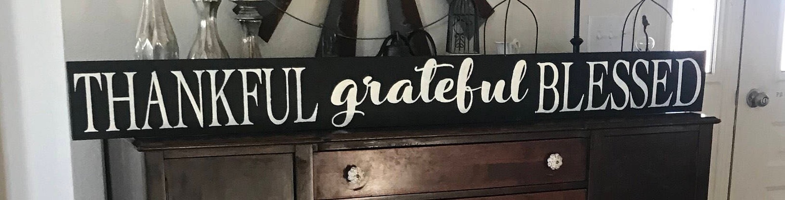 Large Thankful Grateful Blessed Sign / Farmhouse Decor / Hand Painted Farmhouse Sign / Thankful ...