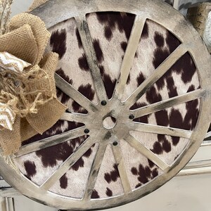 18” Cow Wagon Wheel Sign / Faux Cowhide Sign / Cow Decor / Rustic ...