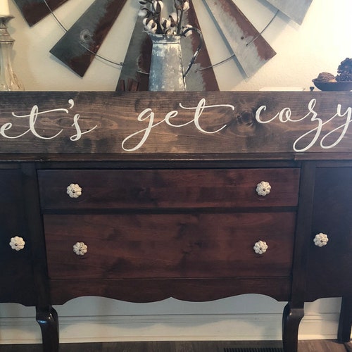 Lets Get Cozy Sign / Cabin Sign / Farmhouse Wall Decor / - Etsy