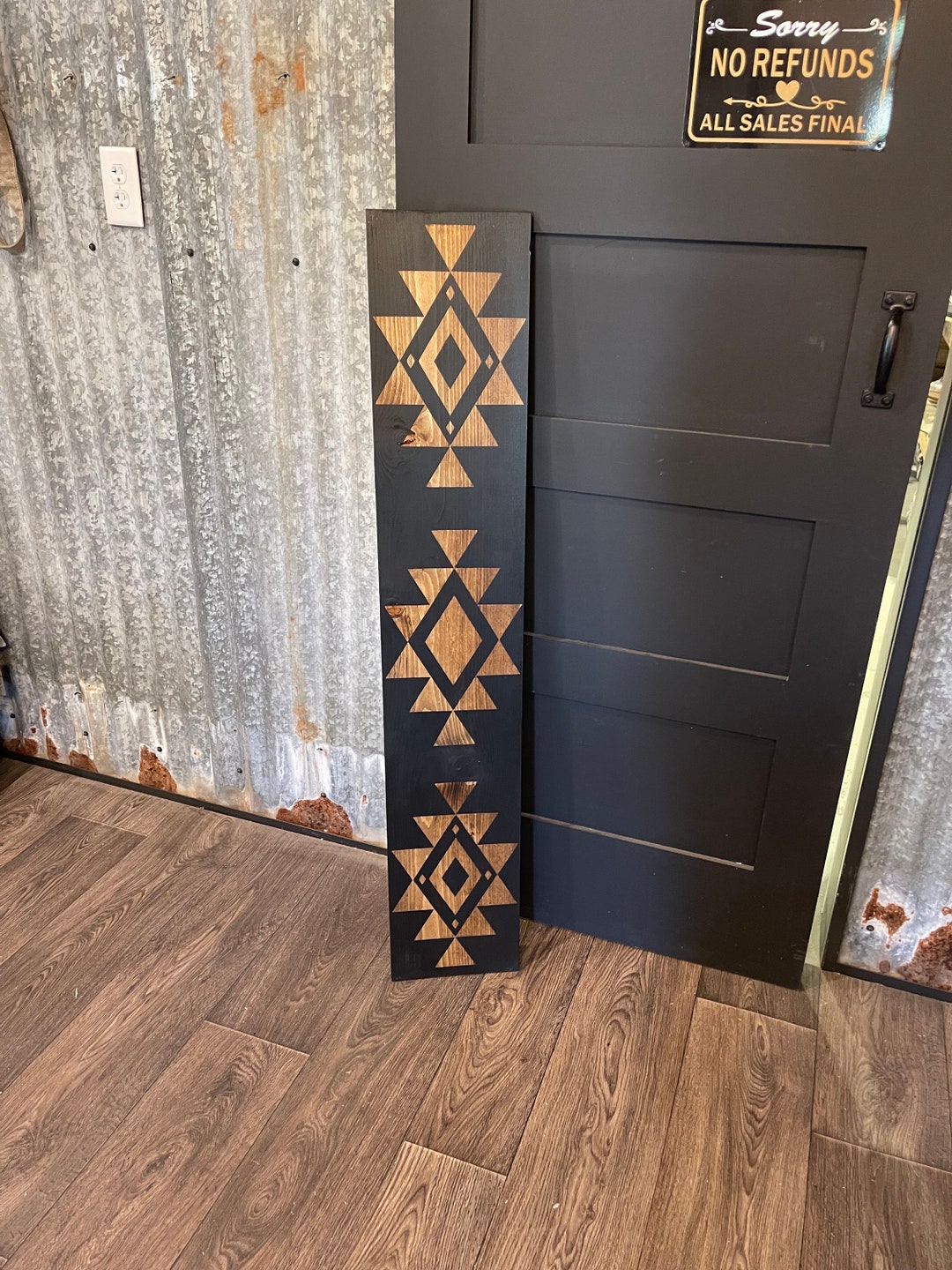 Hand Painted Aztec Wood Sign: Large Rustic Tribal Decor (48” X 11.25 ...