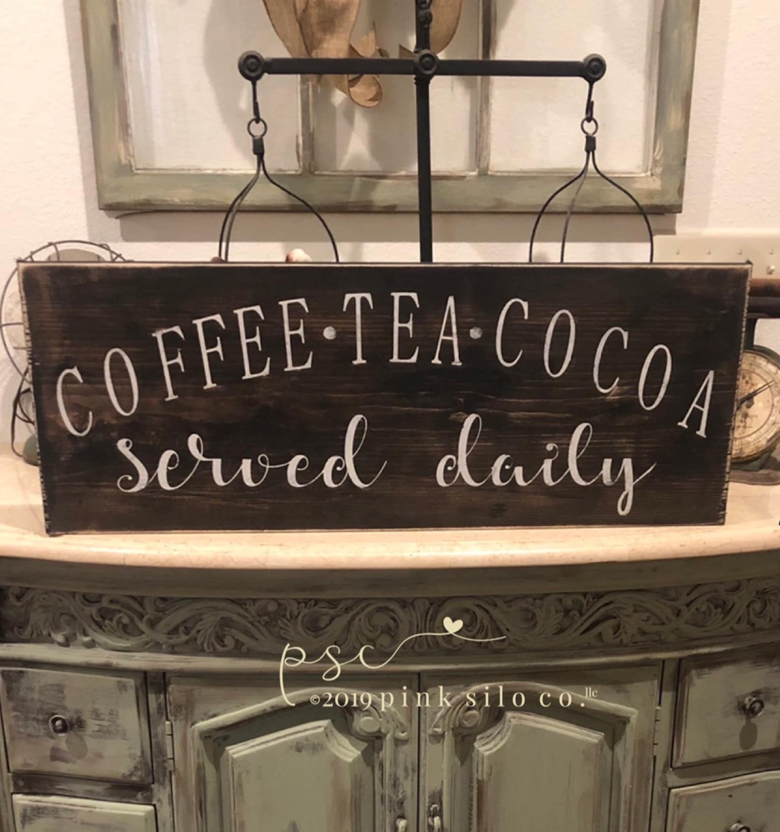 Coffee Tea Cocoa Sign / Farmhouse Coffee Tea Sign / Coffee Served Daily ...