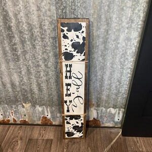 Cow Sign / Welcome Sign / Hand Painted Sign Faux Frame Cow Sign / Hey ...