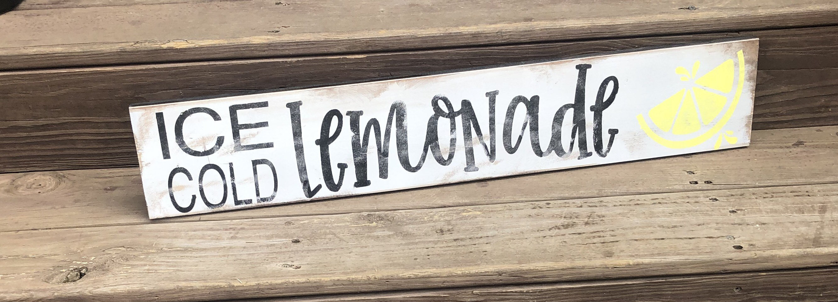 Ice Cold Lemonade Sign / Rustic Lemonade Sign / Lemonade Decor | Etsy