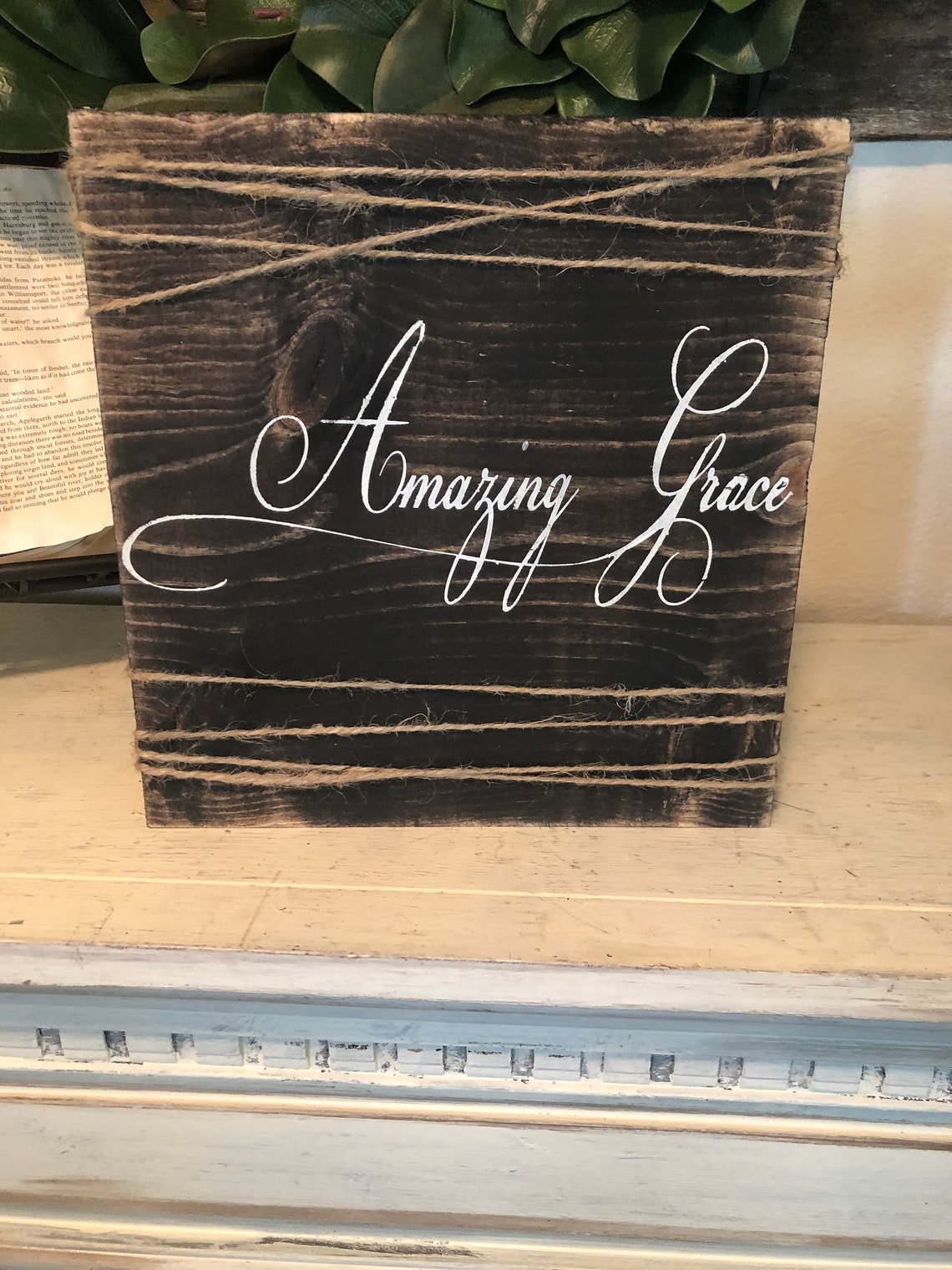 Amazing Grace Sign / Rustic Sign With Twine / Farmhouse Sign / Song ...