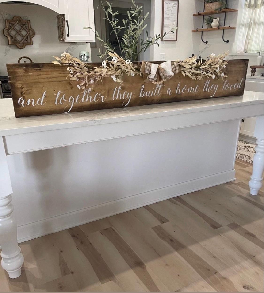 Rustic Farmhouse Sign, "and Together They Built a Home", Customizable ...