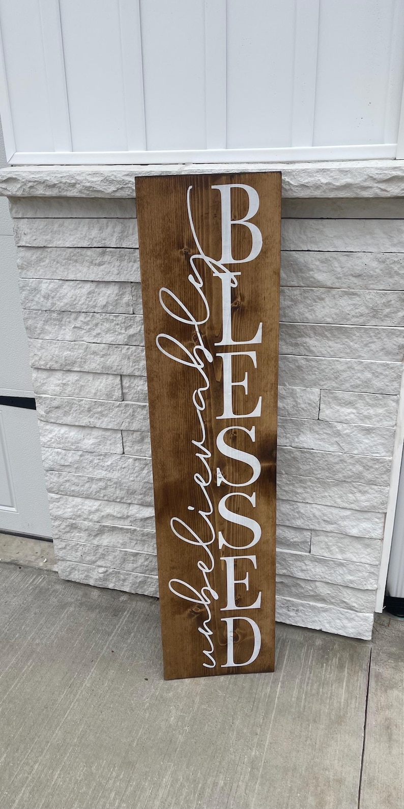 Hand Painted Blessed Wood Sign: Farmhouse Vertical Porch Decor - Etsy