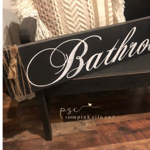 Farmhouse Bathroom Sign / Rustic Hand Painted Wall Decor / Distressed ...