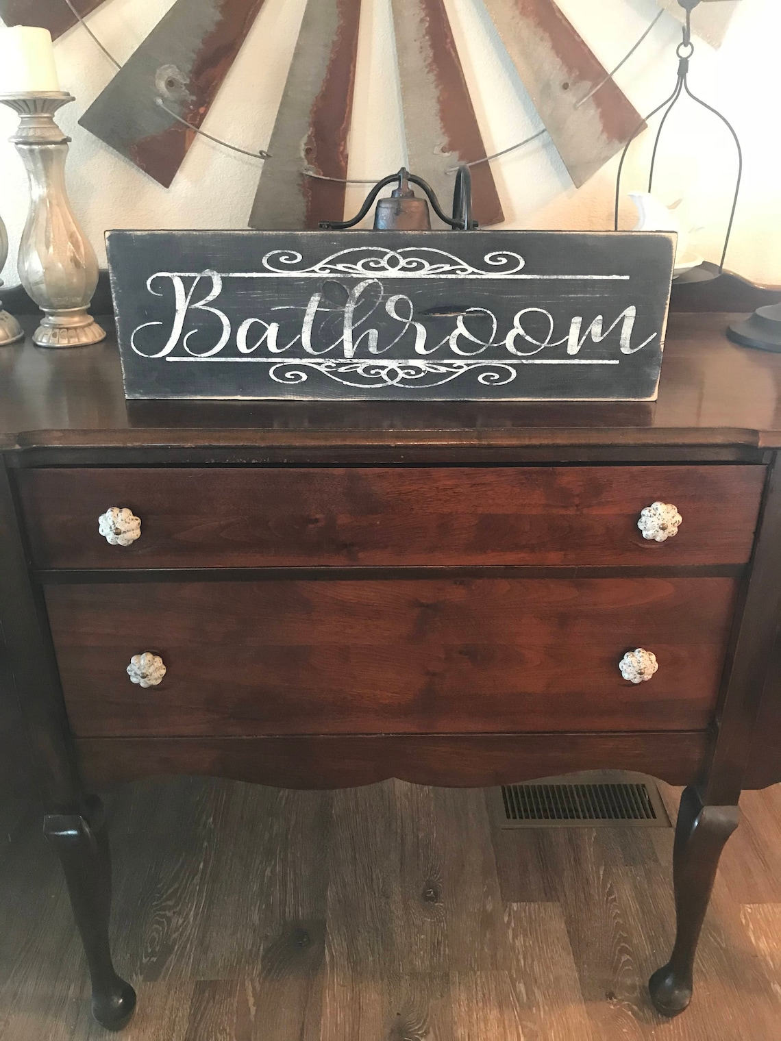 Farmhouse Bathroom Sign / Rustic Hand Painted Wall Decor / - Etsy