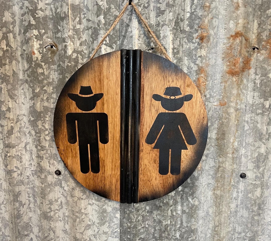 Hand Painted Cowboy Cowgirl Restroom Sign: Western Decor - Etsy