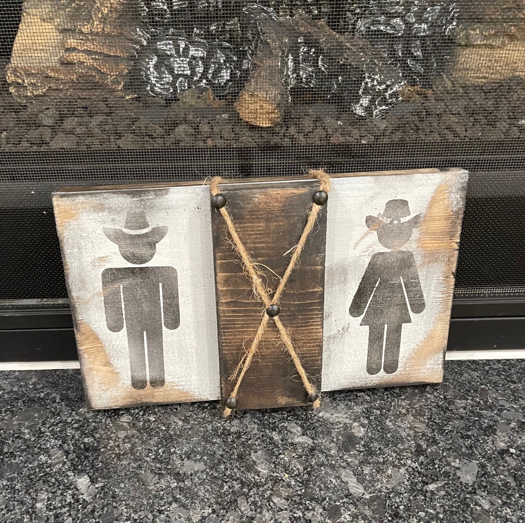 Cowboy Cowgirl Restroom Sign / Bathroom Sign/ Western Sign - Etsy