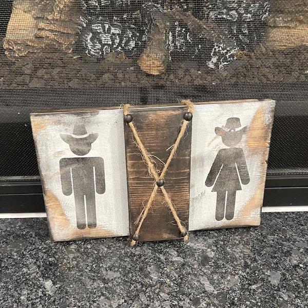 Western Cowboy Bathroom Sign - Etsy