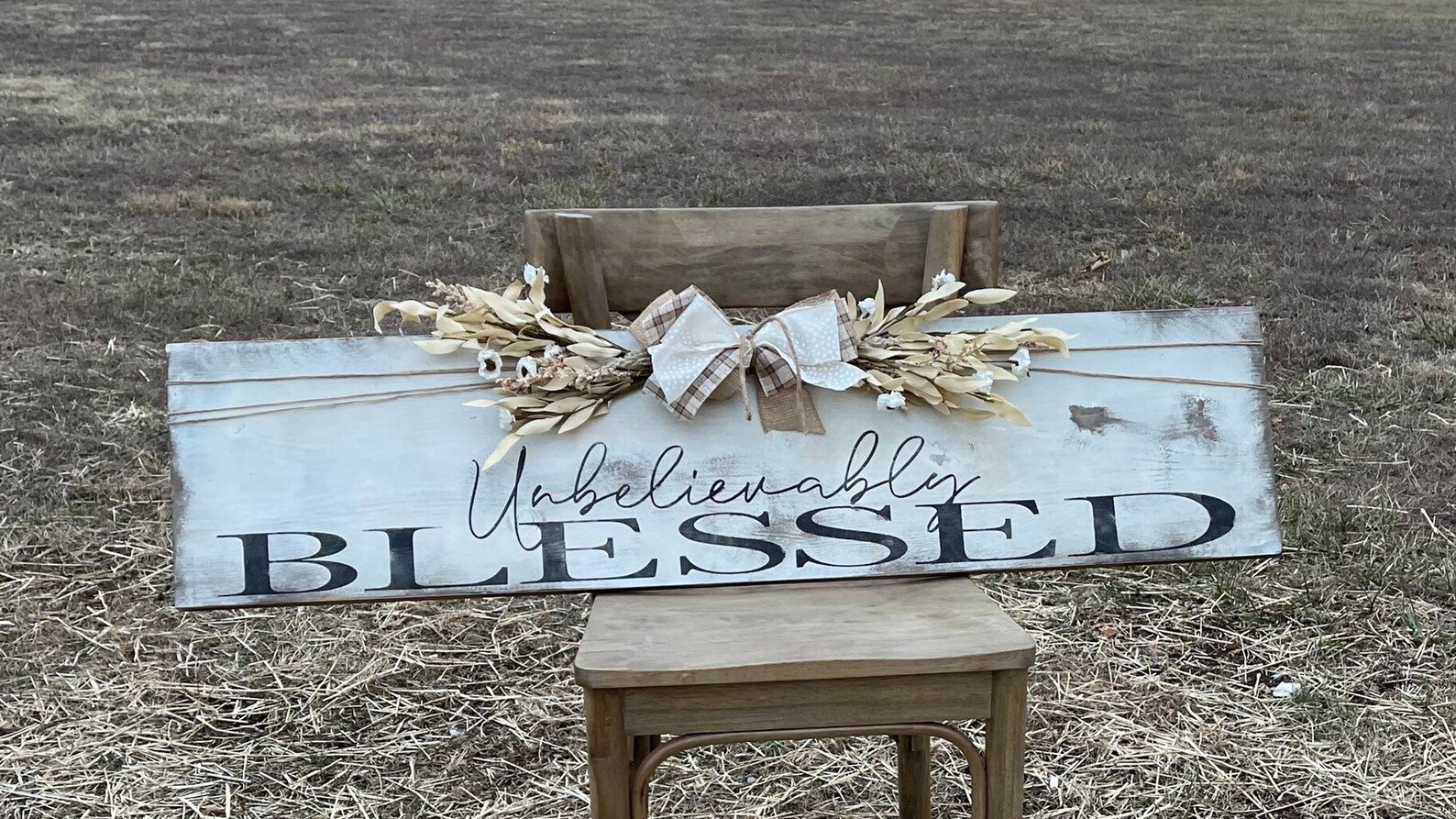Rustic "blessed" Wood Sign: Farmhouse Style, Hand-painted - Etsy