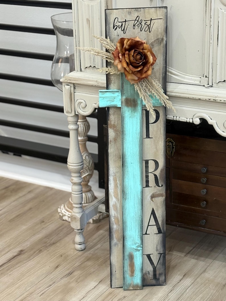 Hand Painted 'but First Pray' Wood Sign - Farmhouse Religious Decor - Etsy