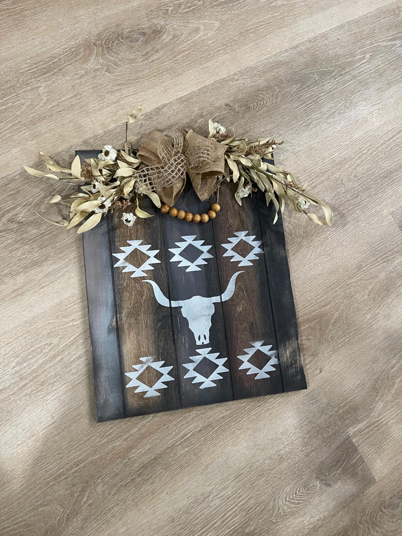 Aztec Cow Wood Sign: Rustic Western Decor (20x16) - Etsy