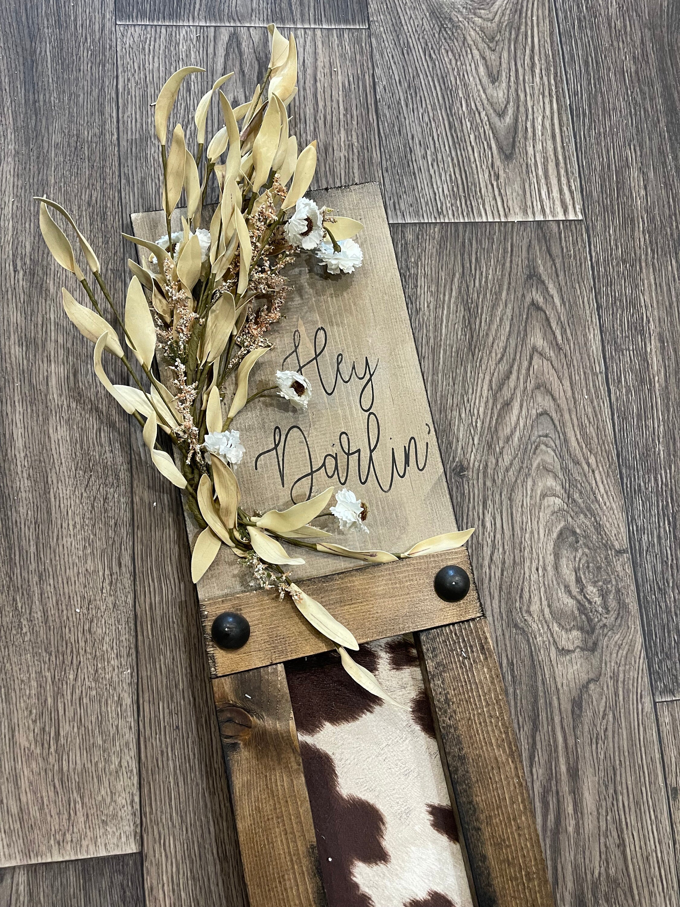 Unique Cow Sign / Hello Darlin’ Sign / Hand Painted Cow Sign / Faux ...