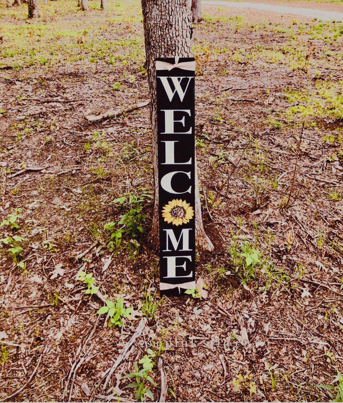 Large Welcome Sign With a Sunflower / 3 or 4 Ft / Hand Painted - Etsy