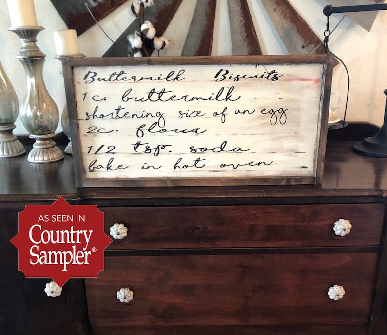 Buttermilk Biscuits Recipe Sign, Farmhouse Kitchen Decor, Vintage ...