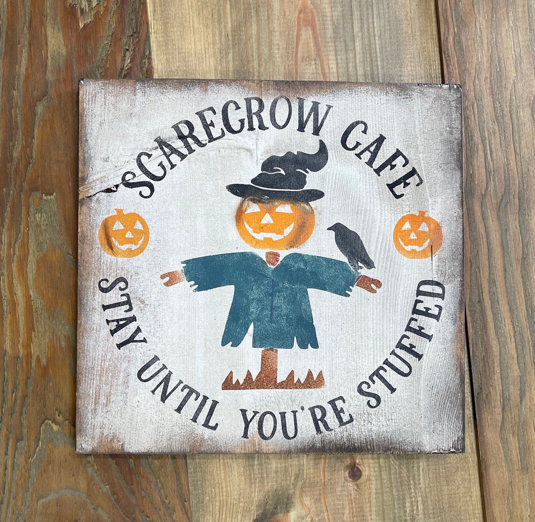 Scarecrow Sign / Scarecrow Cafe Sign / Fall Sign / Pumpkin Sign / Fall ...