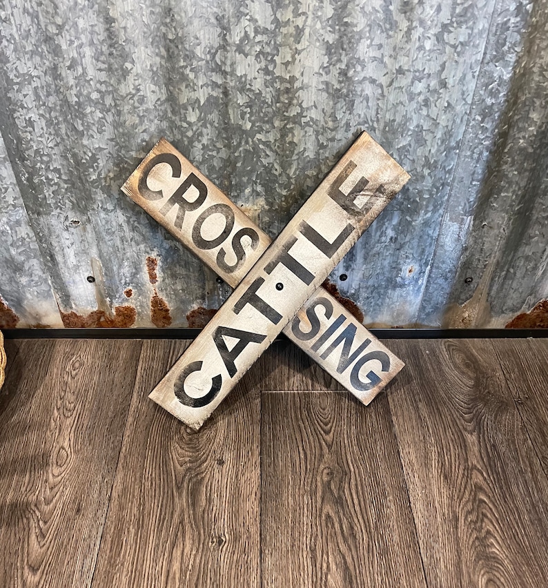 Hand Painted Cattle Crossing Sign: Rustic Farmhouse Decor - Etsy